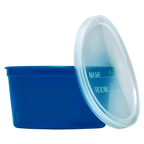 Denture Container with Lid, 8 oz., Aqua | The Breathing Shop